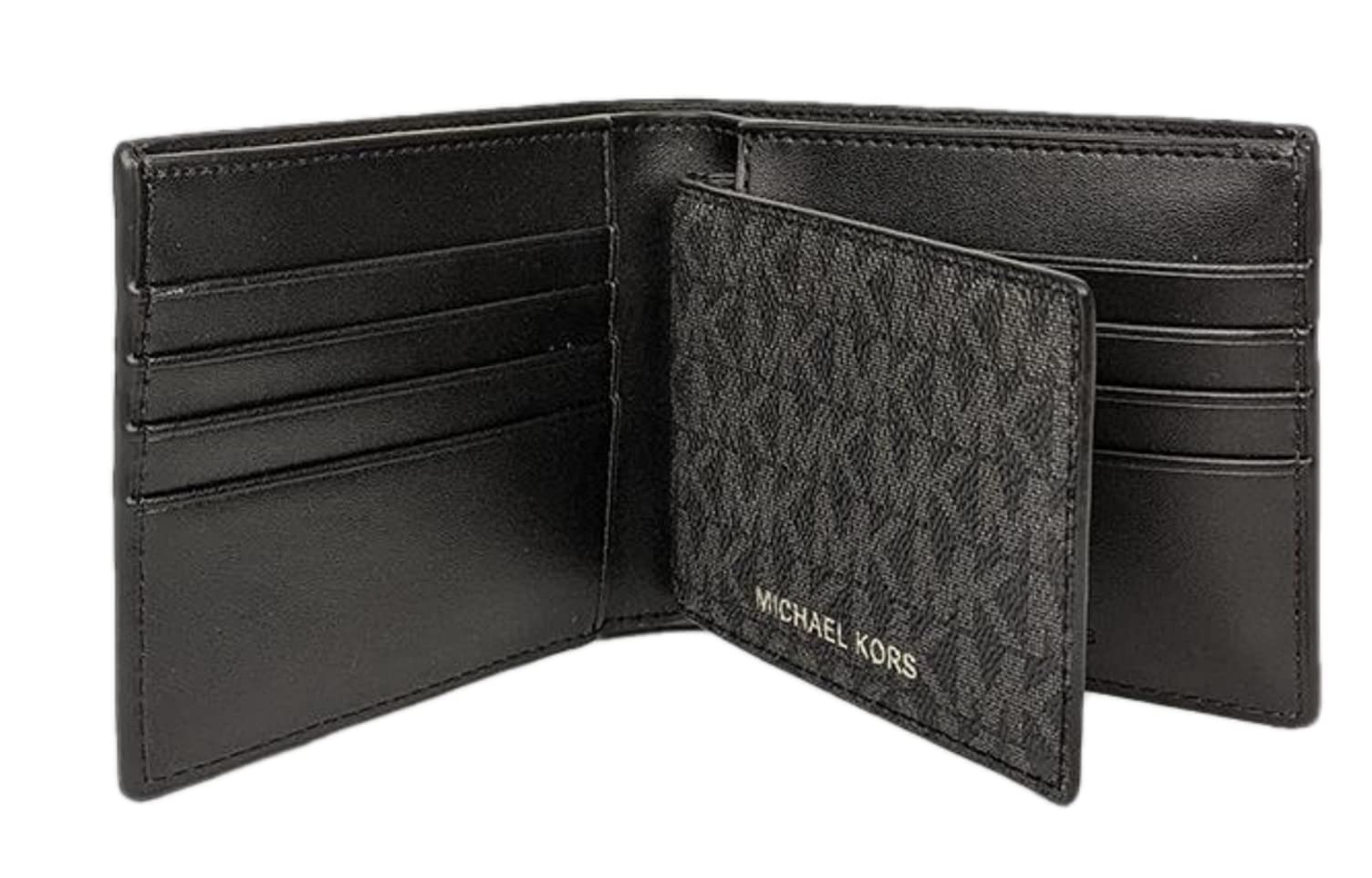 Michael Kors Men's Cooper Billfold with Passcase Wallet (Black PVC)