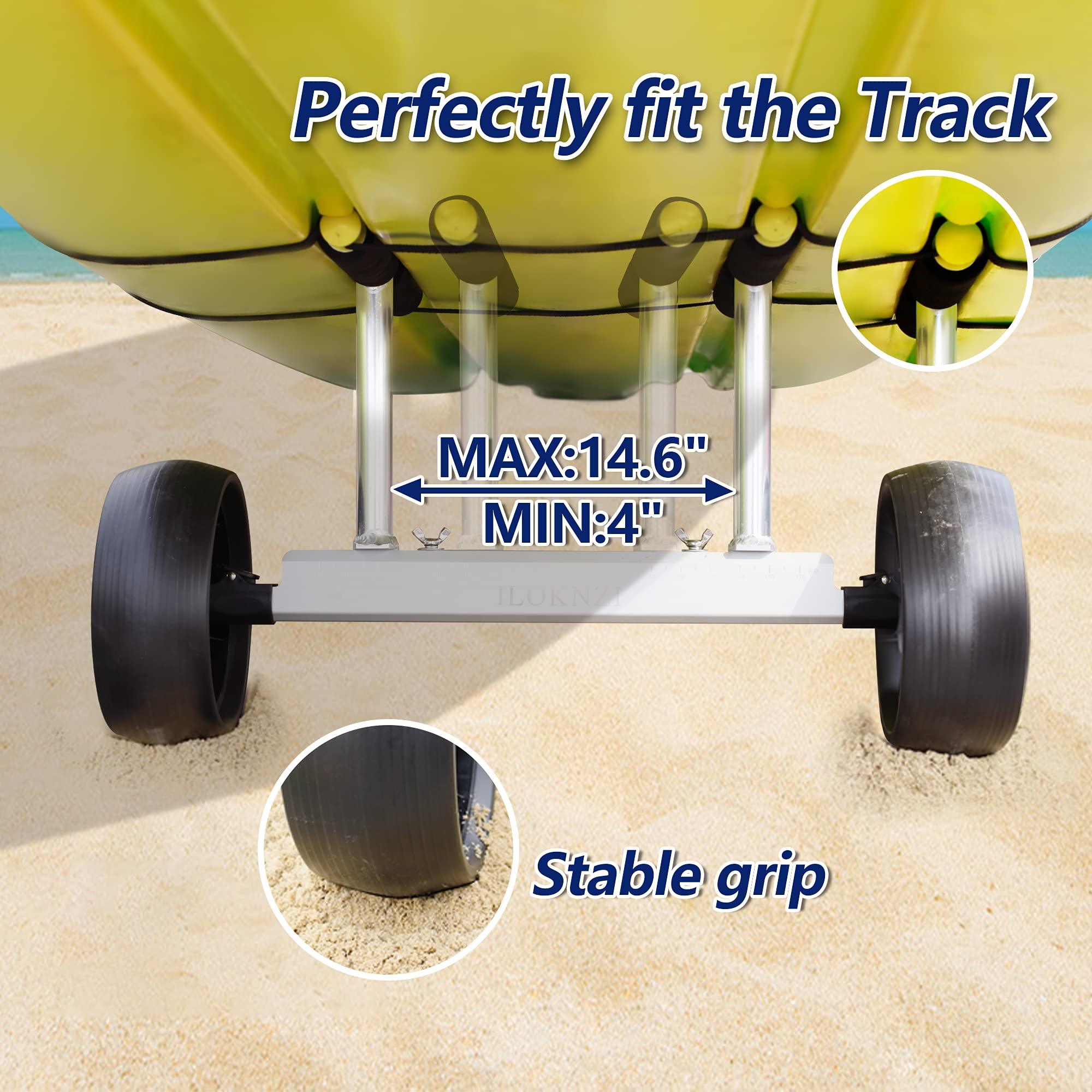 LOKNZI T-Shaped Width Adjustable Kayak cart with Flat-Free Wheels & Metal Buckle Strap for Kayaks and Canoes,High Pressure Capacity