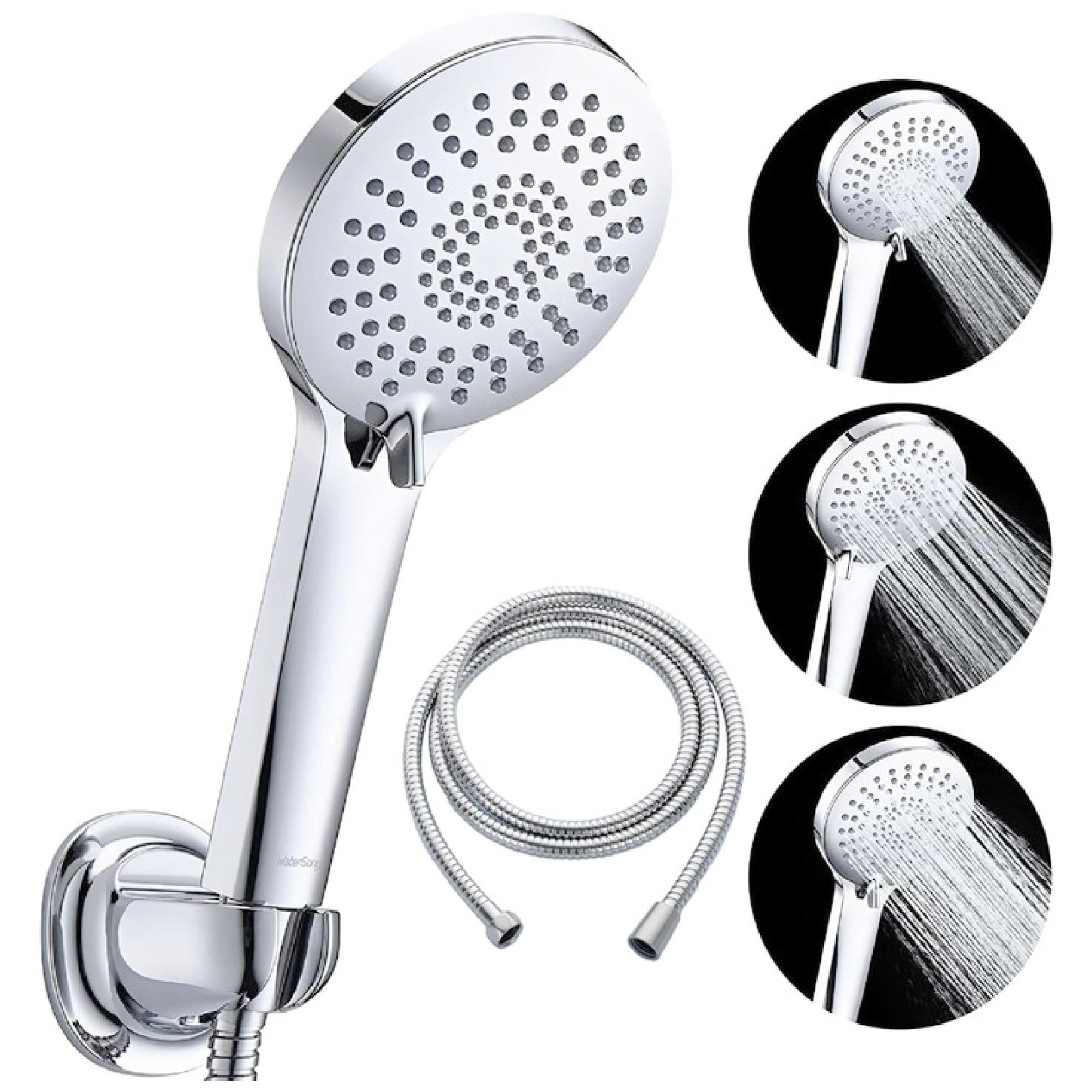 WaterSong Shower Head with Handheld, 3 Spray Mode High Pressure Handheld Shower Head with 79" Extra Long Stainless Steel Hose & Adjustable Bracket, Brushed Nickel