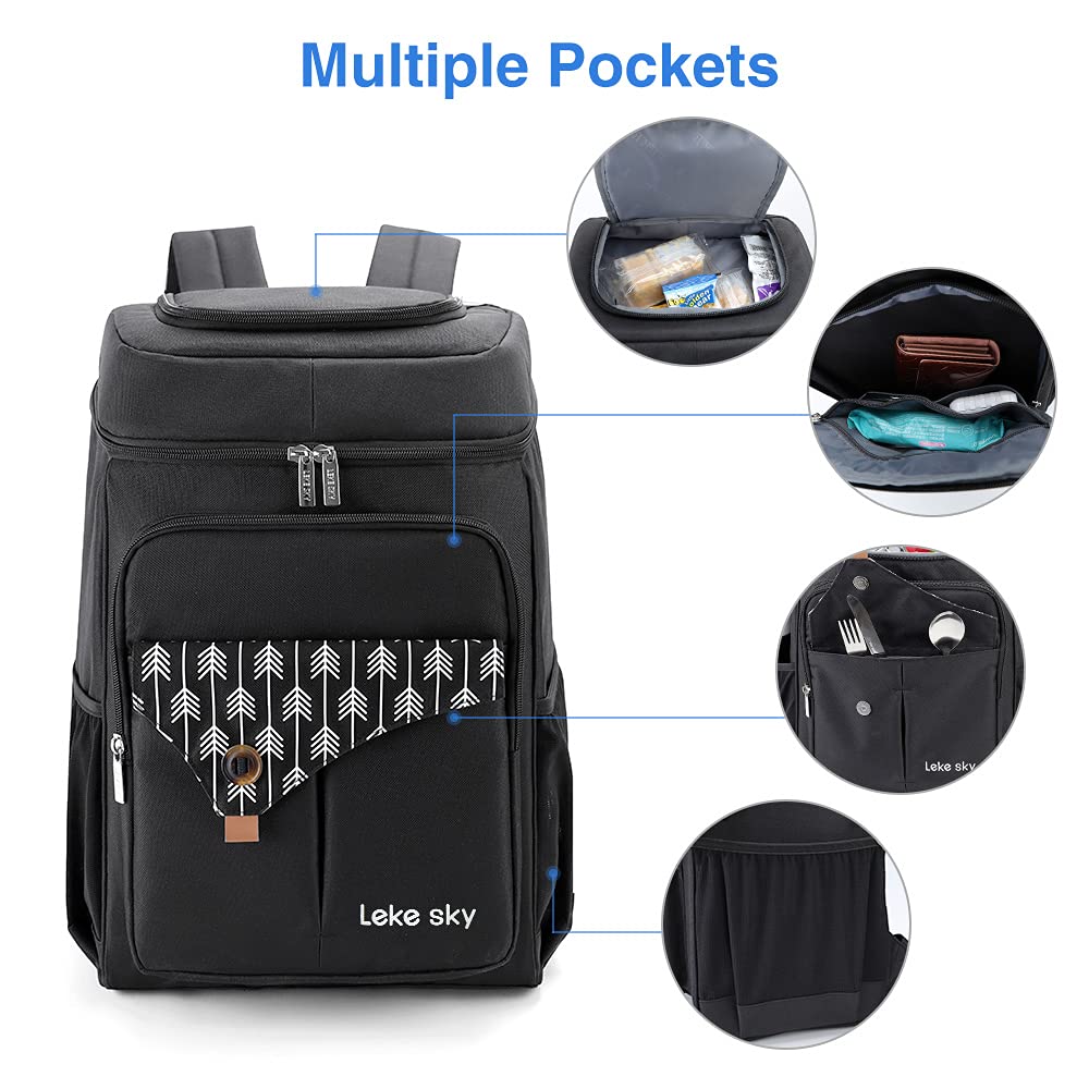 Lekesky Backpack Cooler Insulated Leak Proof Cooler Backpack Waterproof Cooler for Women and Men, 36 Cans, Black