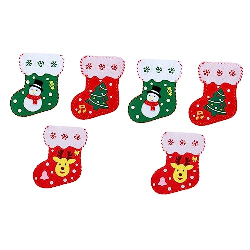Veemoon Felt Christmas Ornament Kits 6 Pcs Xmas Party Favor Wall Hanging DIY Felt Non-Woven Fabric Hanging Bag Materials Christmas Stocking Making Kit Handmade DIY Materials Kit Suite