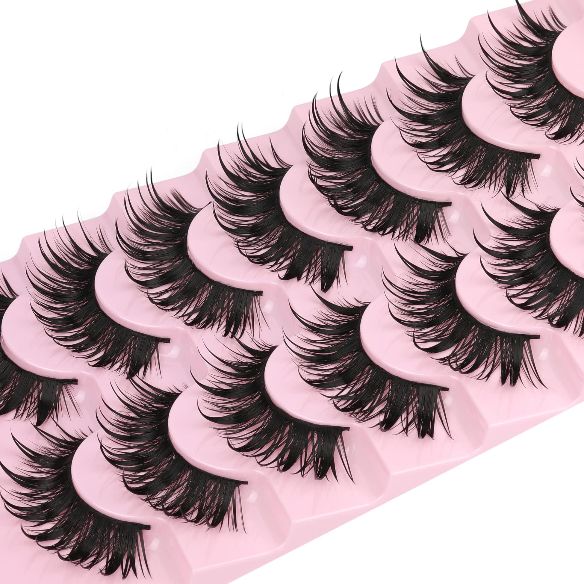 Manga Lashes Wet Look Lashes Fluffy Spiky Mink Lashes Dramatic Doll Lashes Cosplay Asian Japanese Korean Style Anime Eyelashes Pack by EYDEVRO, 1.0 Count
