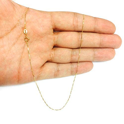 Jewelry Affairs 10k Real Solid Gold Mirror Box Chain Necklace, 0.6mm (20 Inches, Yellow Gold)