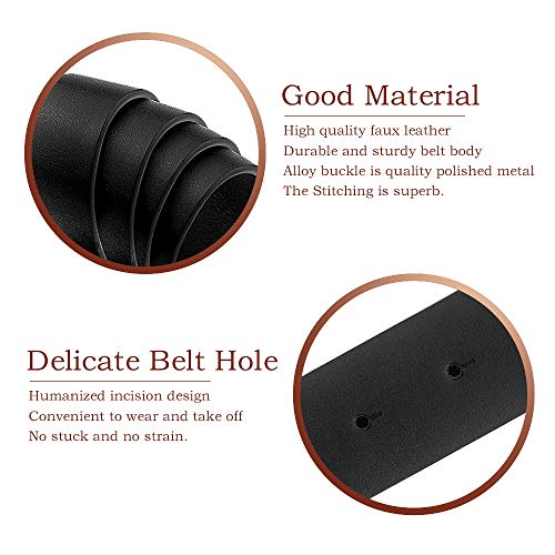 Udekit Women's Leather Belt Double O Ring Soft Faux Leather Waist Belt Medium Size (3 Pieces/Set)
