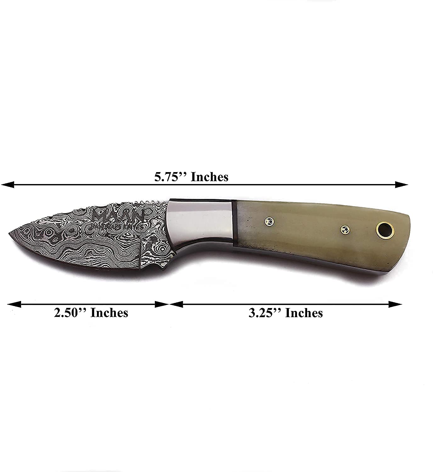 MAAN Handmade Damascus Fixed Blade Knife with Micarta & Bone Handle - Survival, Tactical and Camping - Damascus Steel Knife - Damascus Hunting Knife with Right Hand Cross Draw Leather Sheath