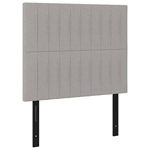 vidaXL Light Gray Twin XL Fabric Box Spring Bed with Mattress - Solid Larch Wood Constructed Frame - California Proposition 65 Compliant