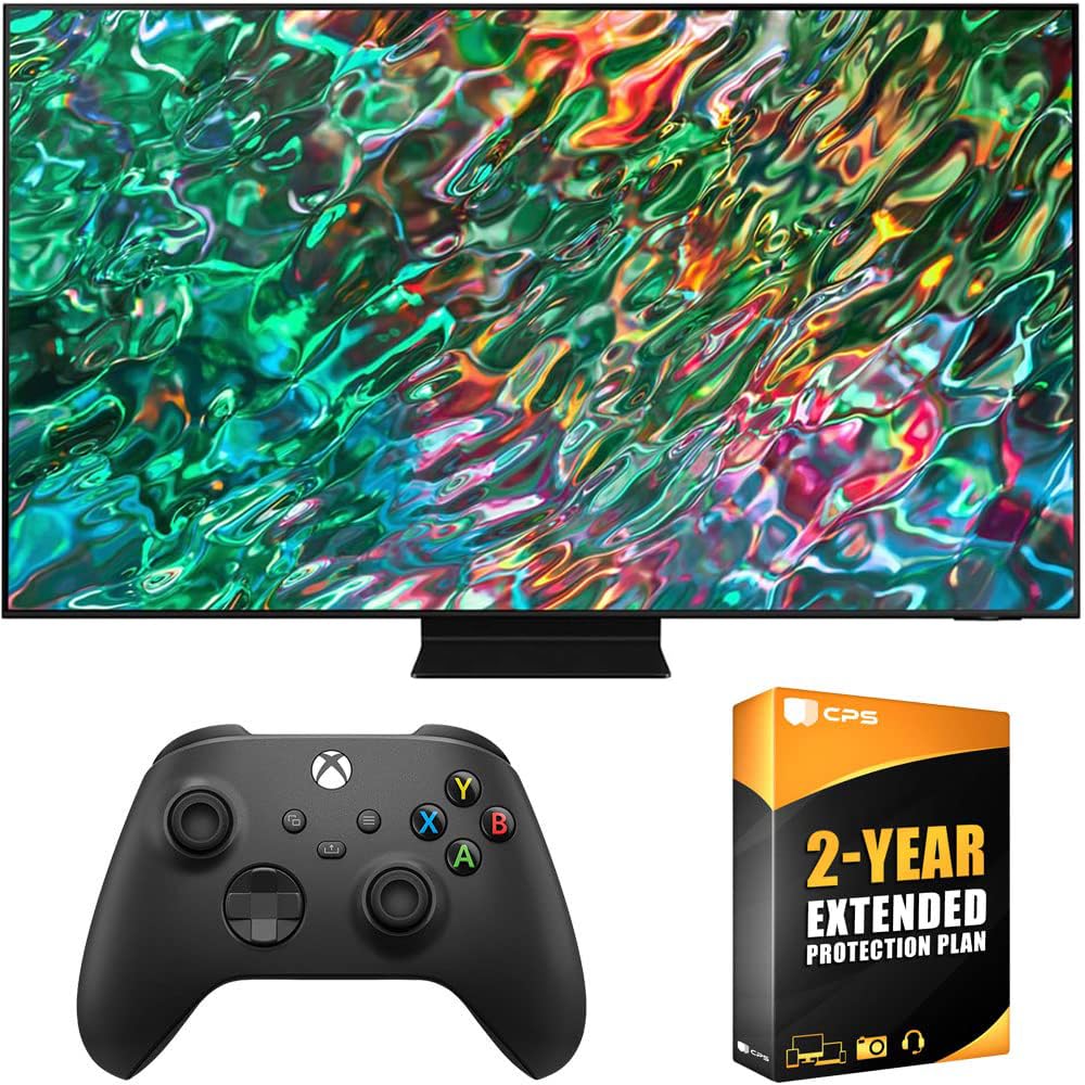 SAMSUNG QN90BA 50" Neo QLED 4K Quantum HDR Smart TV (2022) Ultimate Bundle with Xbox Wireless Controller (Carbon Black) and Premium 2 YR CPS Enhanced Protection Pack