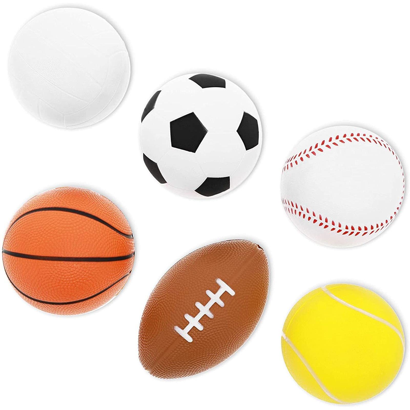 Juvale Mini Foam Sports Balls, Stress Relief Party Favor (6 Pack)