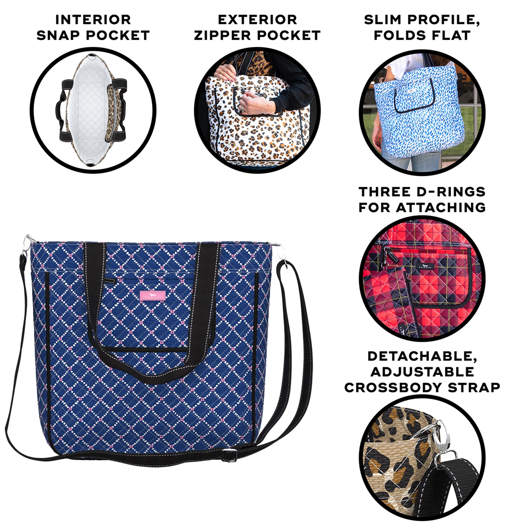 SCOUT Quilt Trip - Tall, Quilted, Open-Top Shoulder Bag with Pockets and Crossbody Strap, Travel, Work, Teacher, Carry-On Bag