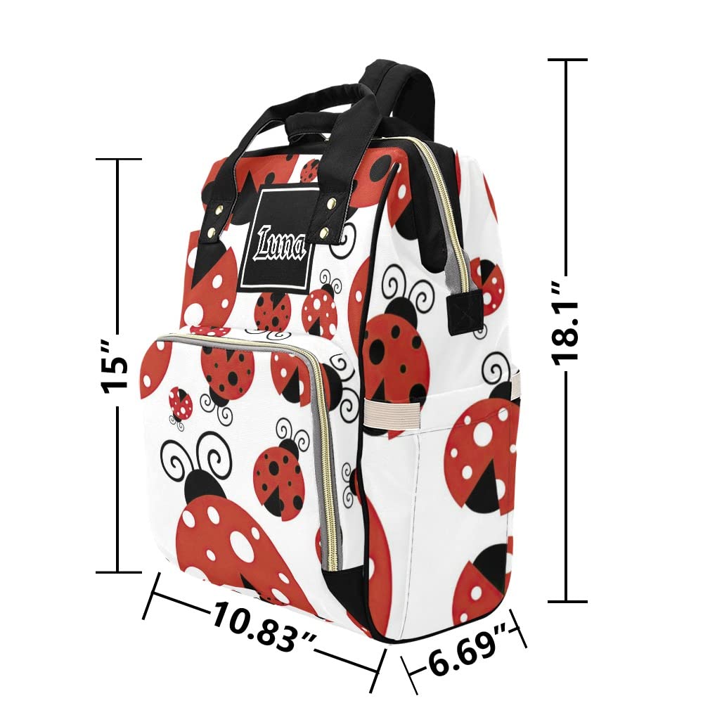 Personalized Ladybug Diaper Bag Backpack with Name Custom Mommy Nursing Baby Bags Nappy Bag Travel Daypack for Woman Gifts