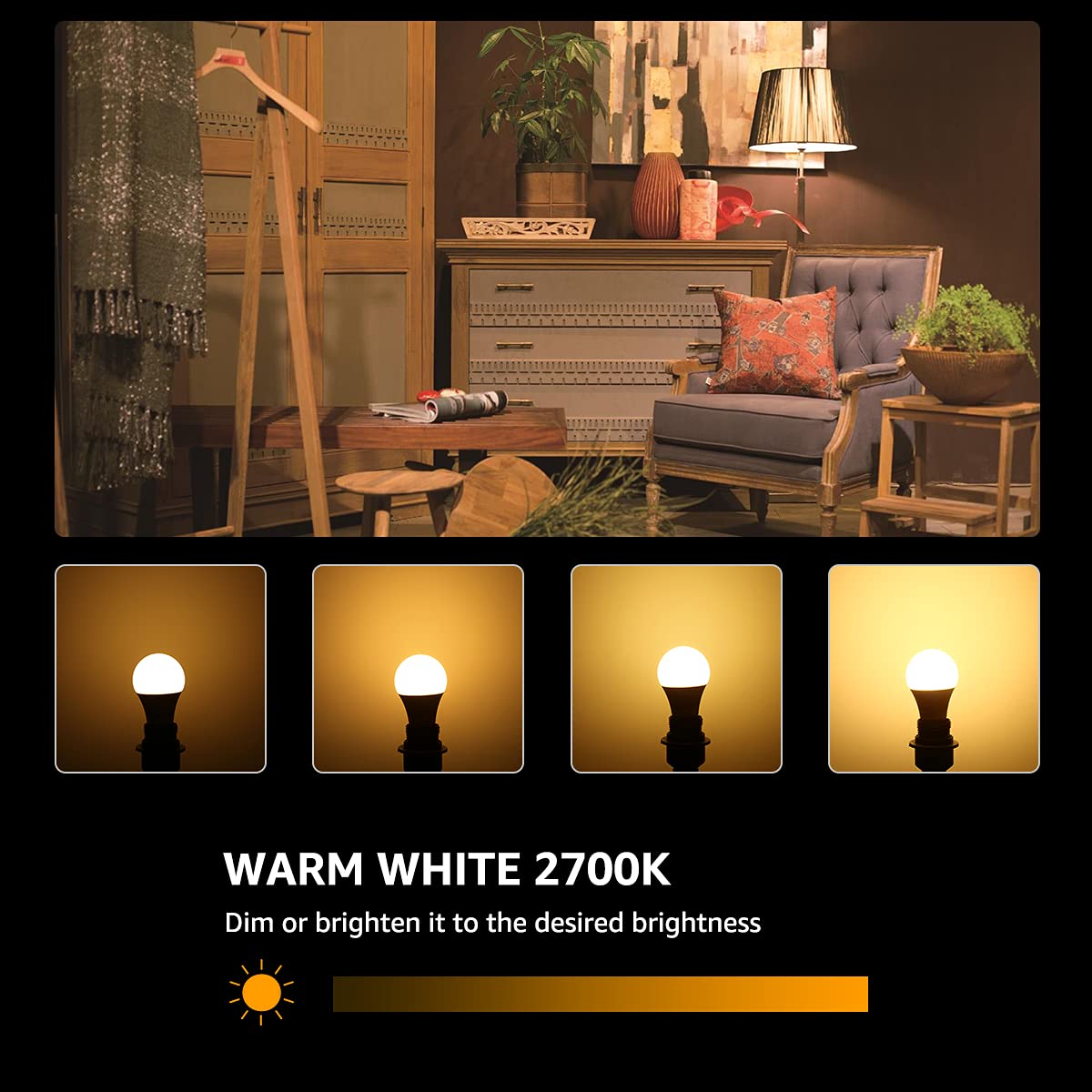 Lepro Smart LED Light Bulbs, Compatible with Alexa & Google Home, 60 Watt Equivalent, Dimmable with App, Warm White 2700K, No Hub Required, A19 E26, 2.4GHz WiFi Only, Pack of 4