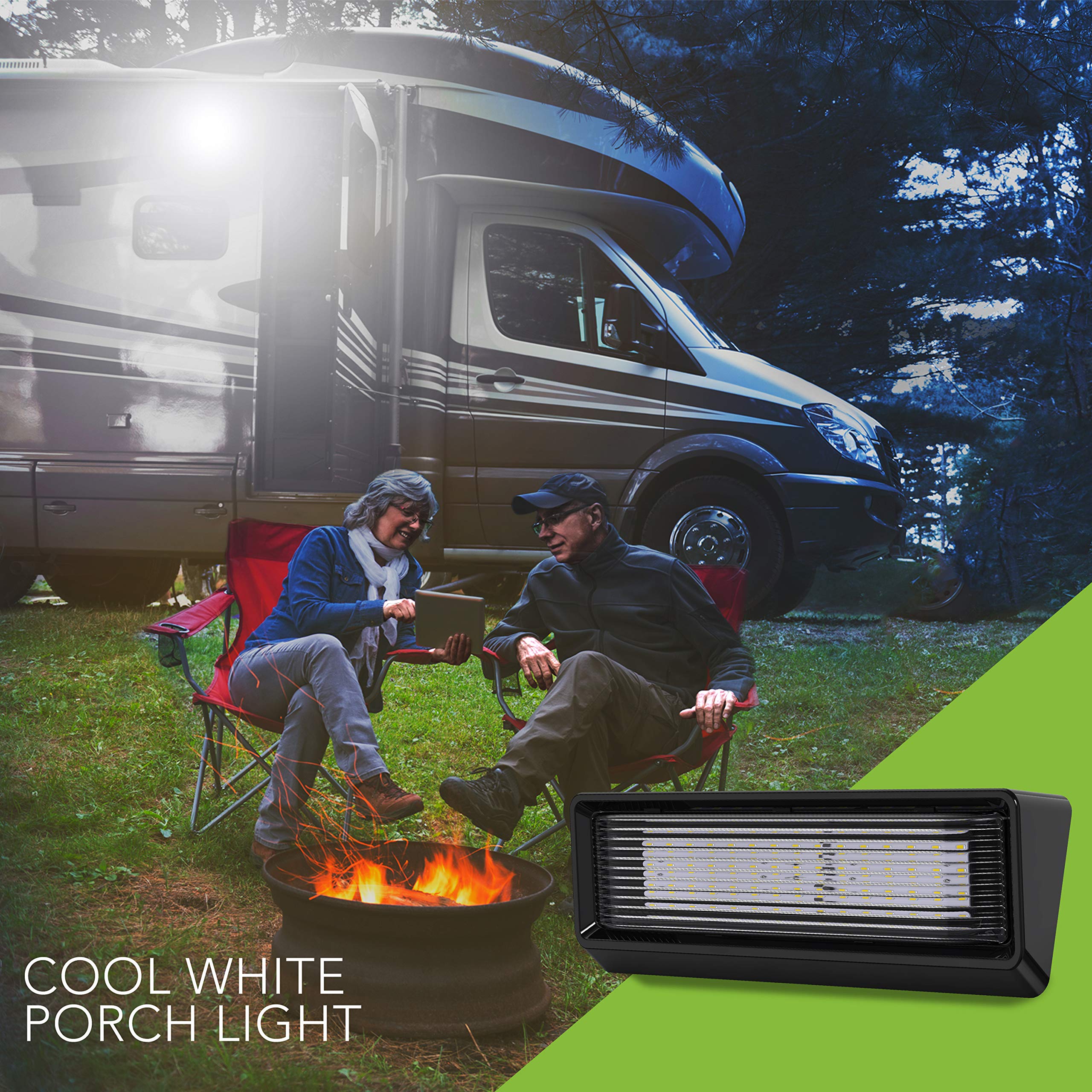 Leisure LED 2X RV Exterior Porch Utility Light XL 12v 650 Lumen Lighting Fixture. Replacement Lighting for RVs, Trailers, Campers, 5th Wheels Black Base Clear Lens (Black, 2-Pack)