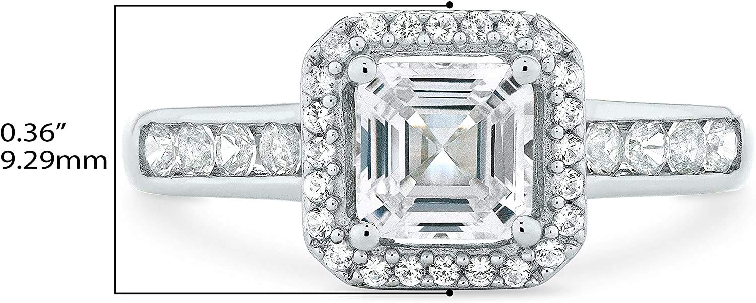 Lexi and Rose 925 Sterling Silver Lab Square Emerald Cut Created White Sapphire Engagement Ring - Size 9