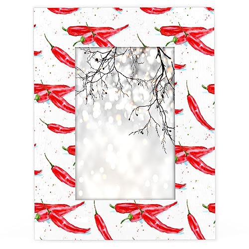 JXDXHCW 4x6 Picture Frame Red Chili Pepper Home Gallery Wall Tabletop Decor with Stand Hanging Hook for Photos Certificate Poster Collage Display-Watercolor Print Frame