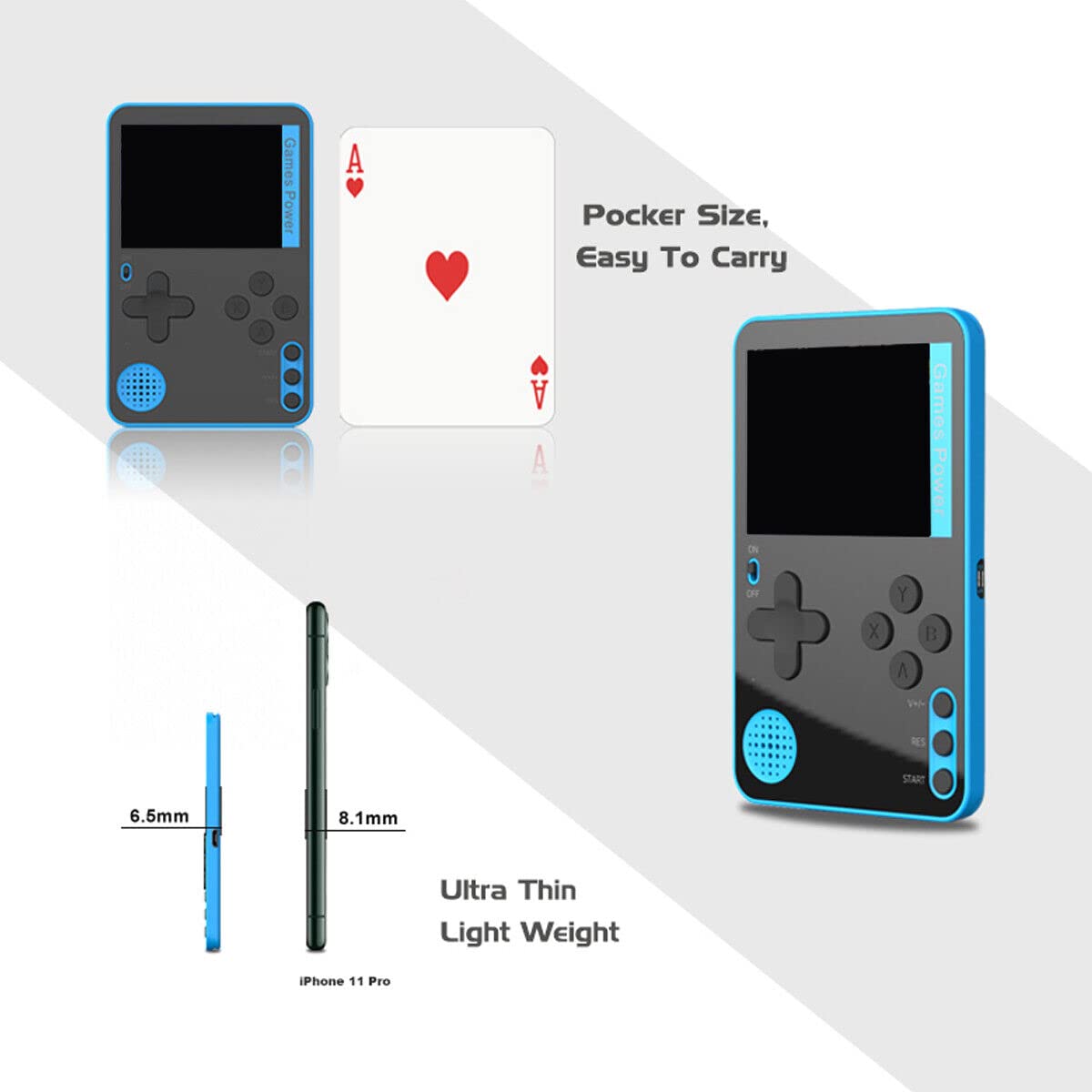 Retro Video Game Console Built-in 500 Classic Games, Handheld Game Player Play Suitable for Travel and Camping (Green)