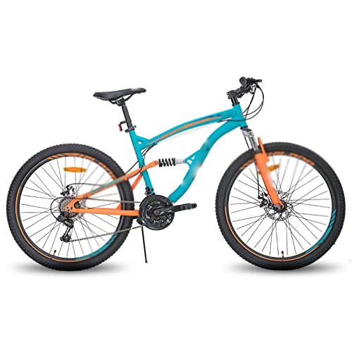 LUGMOzxc Bicycle 26 Inch Steel Frame MTB 21 Speed Mountain Bike Bicycle Double Disc Brake (Color : Blue, Size : 26 inch)