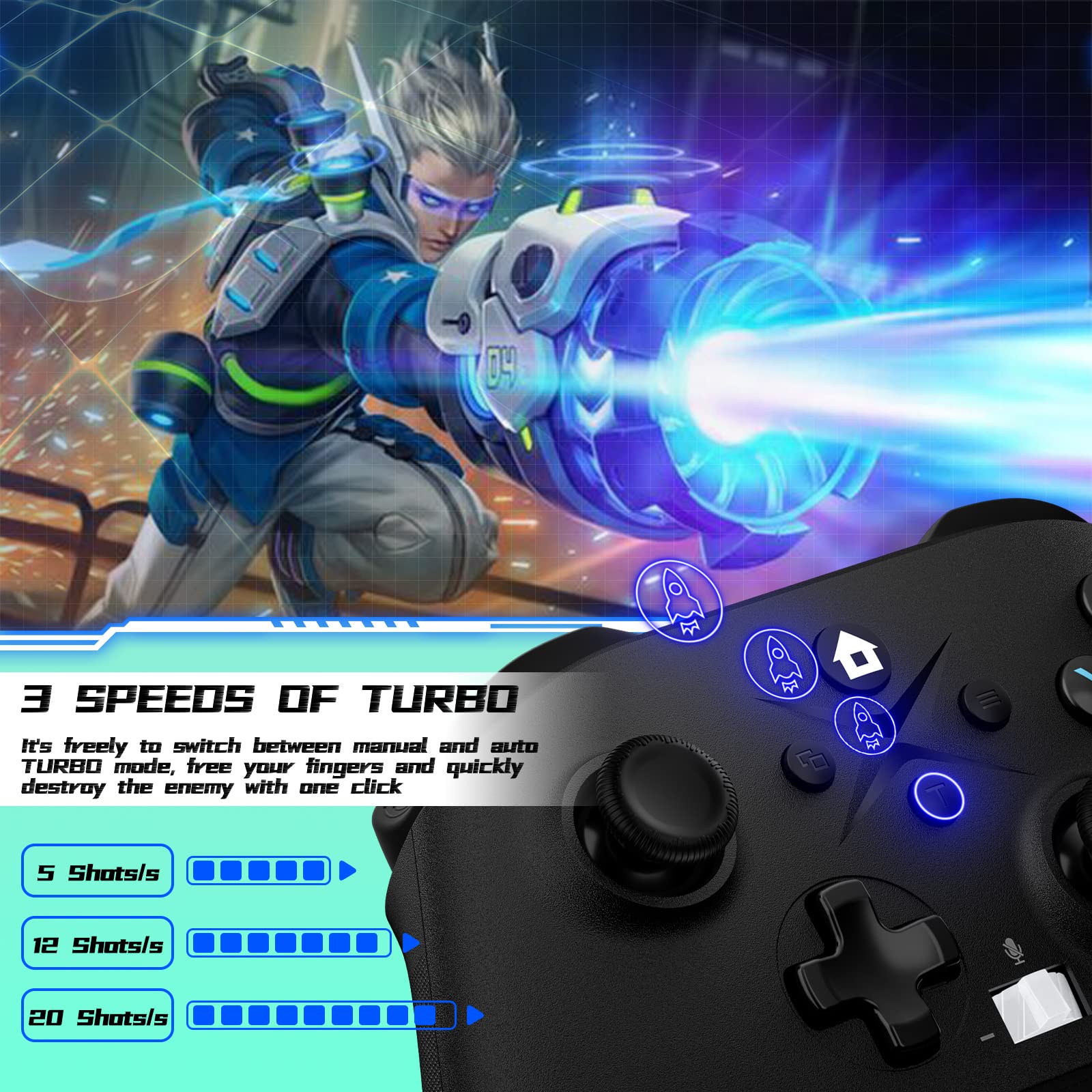 PC Controller 2.4G Wireless Gaming Controller for PC Windows Steam, PC Gamepad with Rechargeable Battery, Upgraded Joystick, TURBO Function (Connecting to Xbox Consoles is Not Supported at this Time)