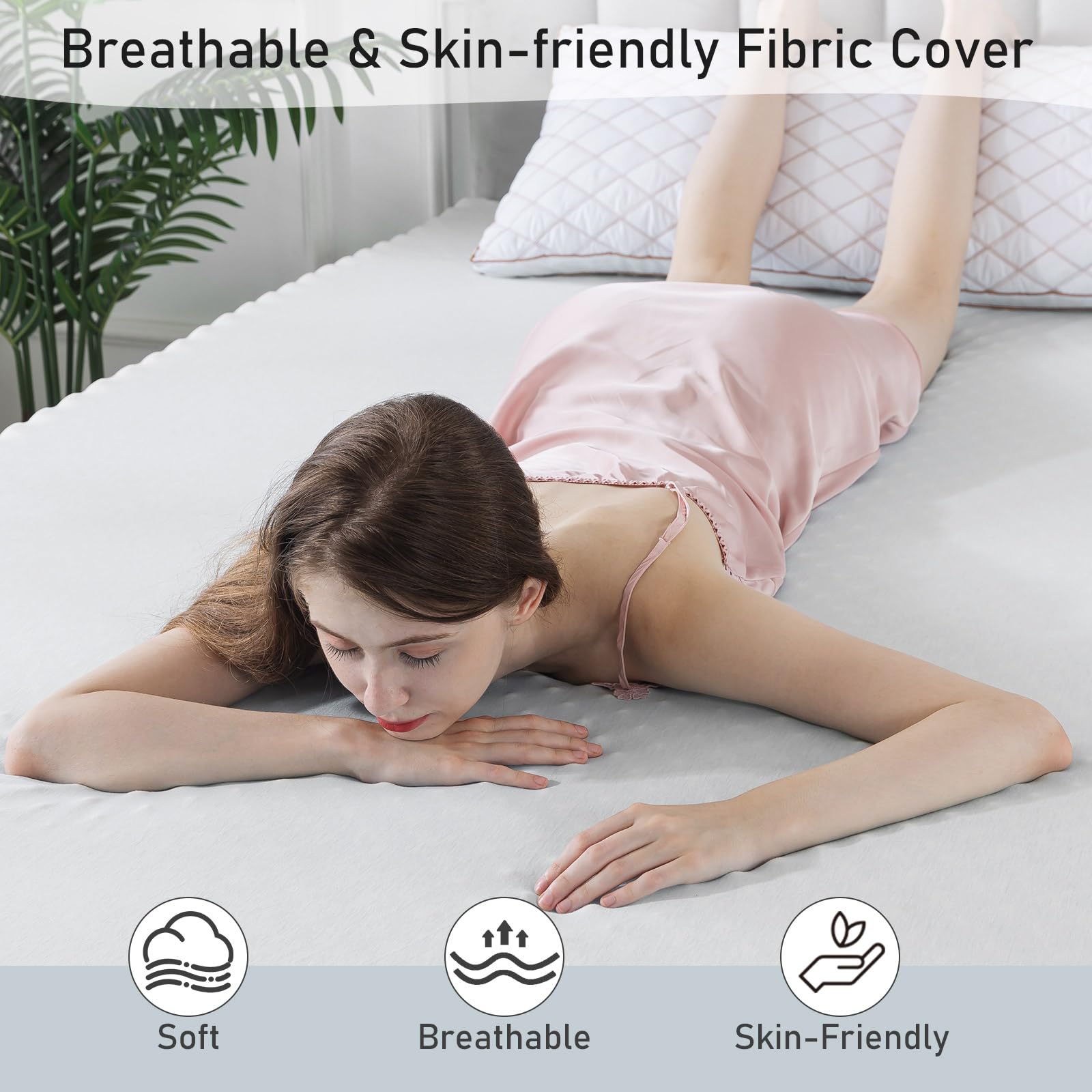 WhatsBedding 2 Inch Memory Foam Mattress Topper Queen Size, Soft Egg Crate Mattress Topper with Breathable Cover for Back Pain Relief, CertiPUR-US Certified