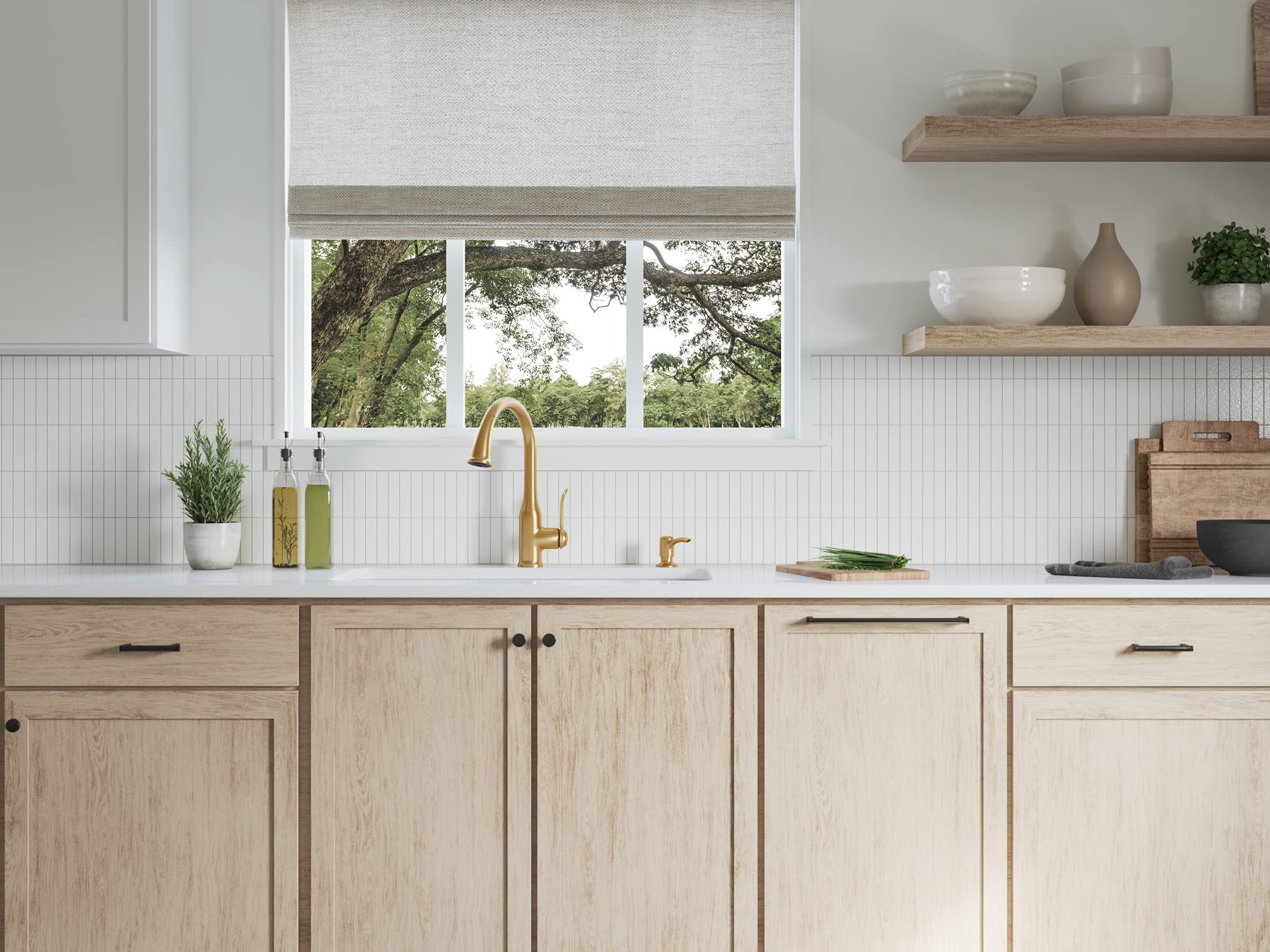 KOHLER REC23863-SD-2MB Motif Kitchen Faucet with Pull Down Sprayer and Soap Dispenser, Kitchen Sink Faucet in Vibrant Brushed Moderne Brass
