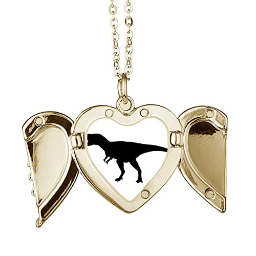 Miniature Dinosaur Bones Bone Folded Wings Peach Heart Pendant Necklace