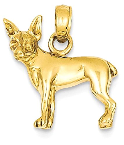 IceCarats 14K Yellow Gold Chihuahua Dog Necklace Charm Pendant 20mm x 16mm Only