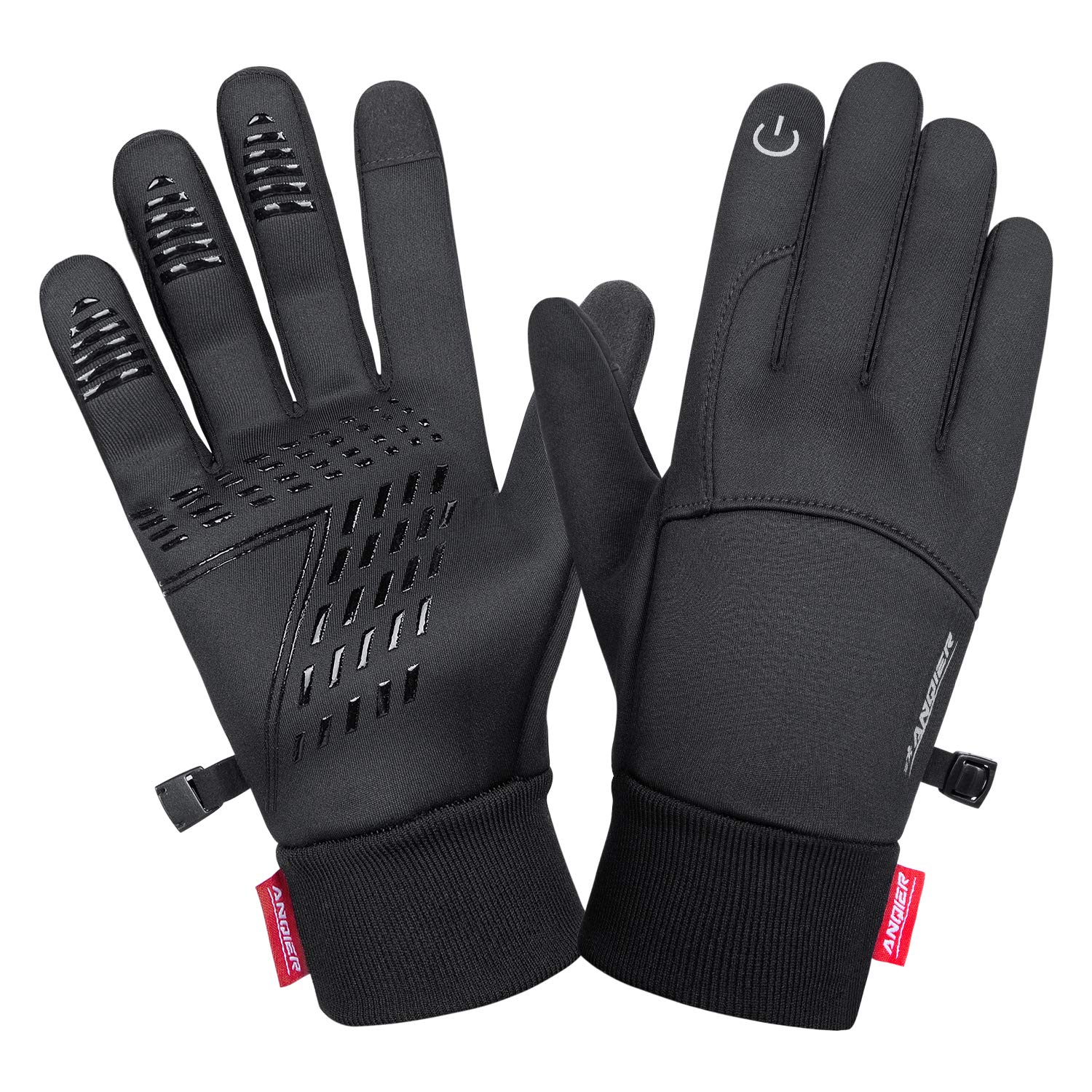 Lanyi Winter Running Gloves Lightweight Touchscreen Anti-Slip Windproof Liner Gloves Cycling Work Thin Gloves Mens Women (B-Black, X-Large)