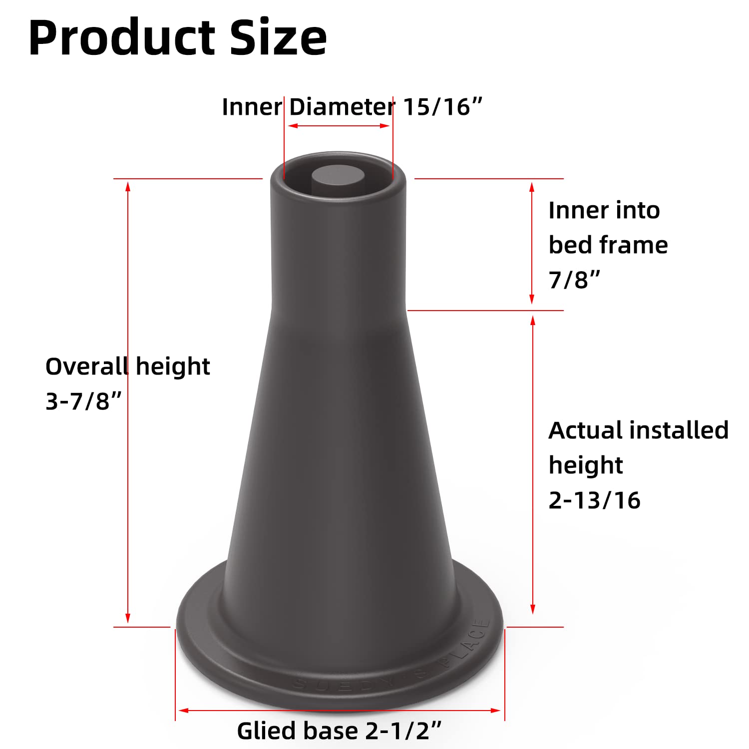 KOHOME 6Pcs Bed Frame Feet, Tall Sturdy Cone Shaped Legs,Prevent Sliding Plastic Bed Risers,Bed Frame Legs for Replace Wheels Casters to Protect Your Floor
