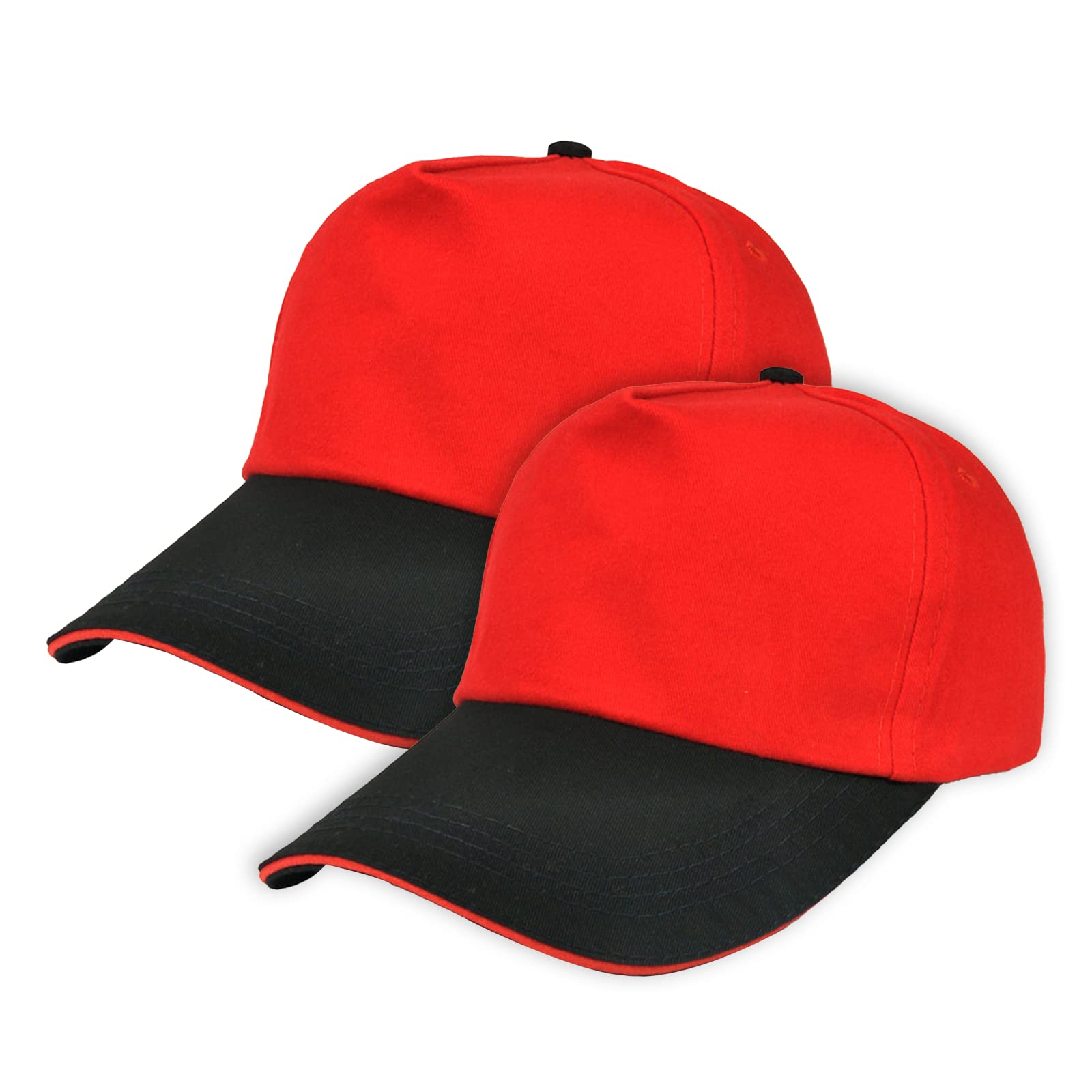 MR.R Heat Press Transfer 2PCS Red and Black Tongue Cotton Baseball Caps with Adjustable Snapback for Running Workout and Outdoor Activities All Seasons