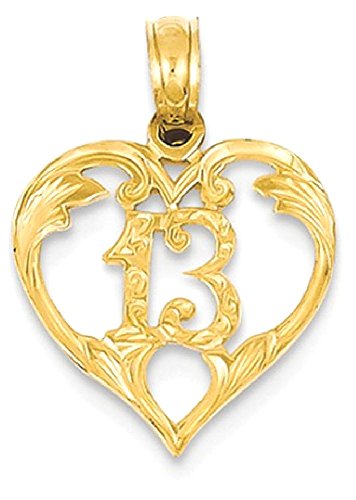 IceCarats 14K Yellow Gold 13 inch Heart Necklace Love Pendant Charm 20mm x 13.85mm Only