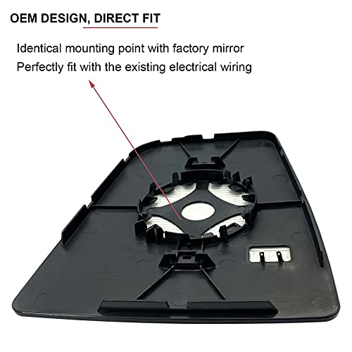 Passenger Right Side Heated Mirror Glass Replacement for 2015 2016 2017 Ford Transit T150 T250 T350 Mirror - Side View Heated Convex Mirror Glass with Rear Holder, Replace CK4Z17K707D