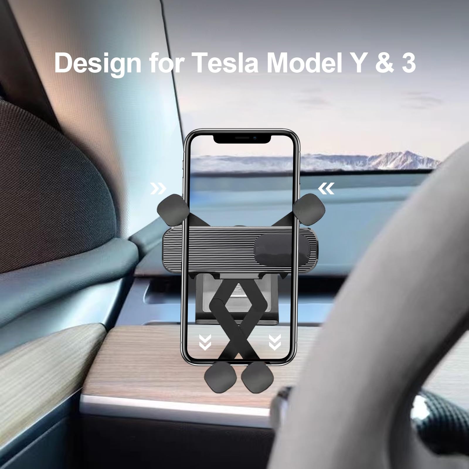 KIKIMO for Tesla Phone Mount, for Tesla Model 3/Y Accessories 2016-2023, Gravity Car Phone Holder Compatible with All 4-7 Inch Phones and All Car