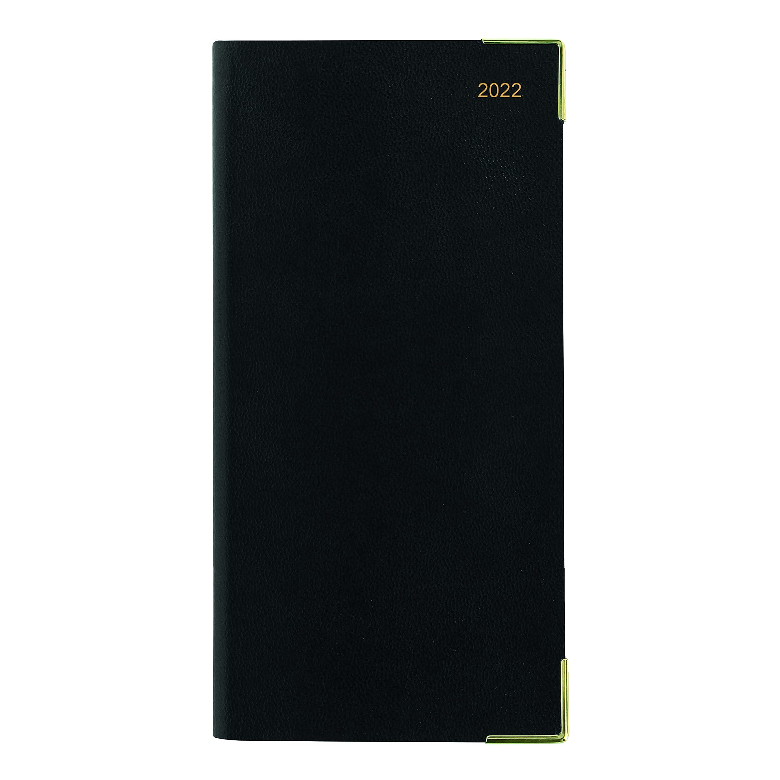 LETTS Classic Weekly/Monthly Planner, 12 Months, January to December, 2022, Week-to-View with Appointments, Gold Corners, Horizontal, 6.625" x 3.25", Black (C32SBK-22)