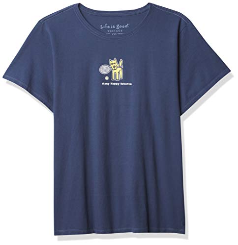 Life is Good Womens Vintage Crusher Graphic T-Shirt, Darkest Blue, XX-Large