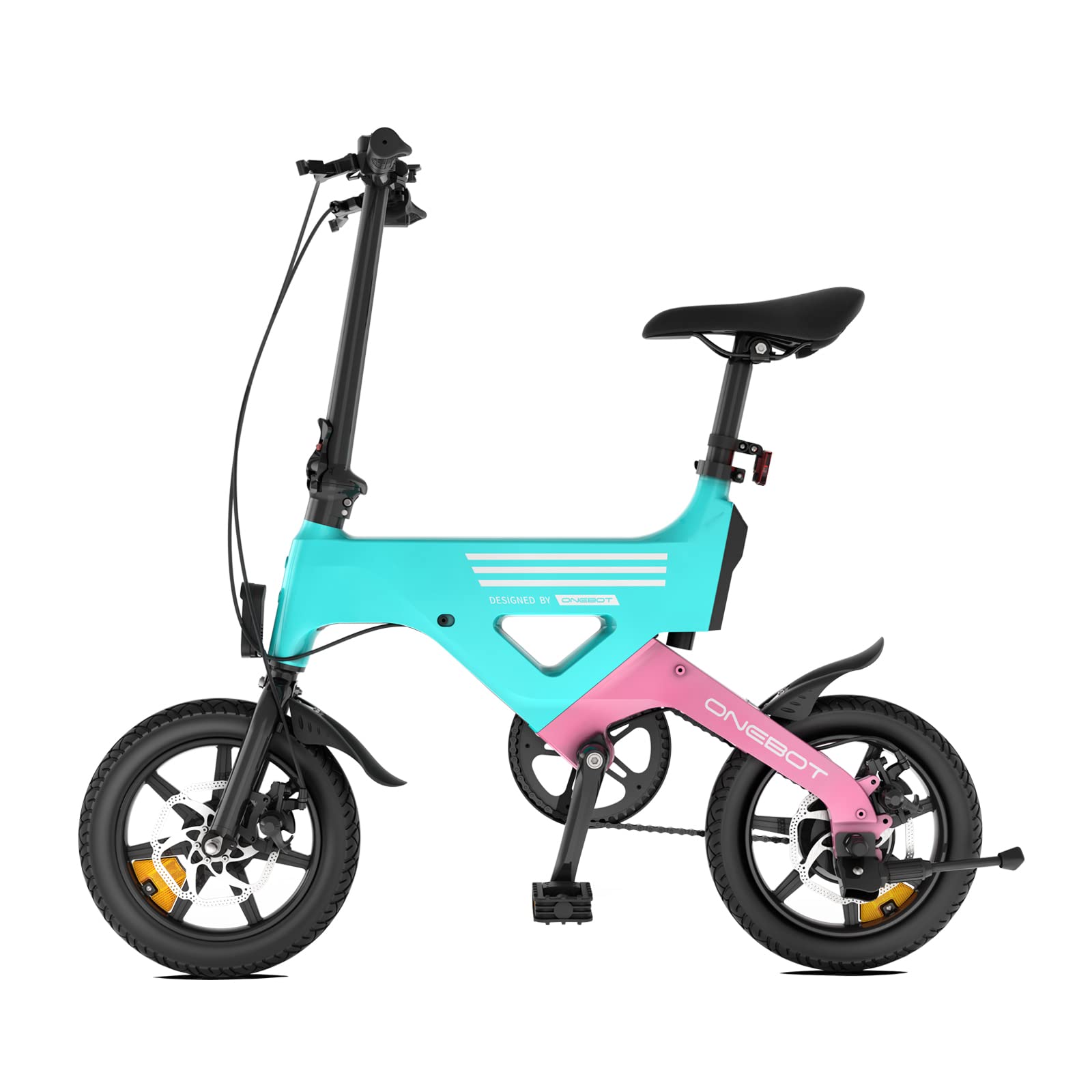ONEBOT Electric Bike, Folding Electric Bicycle with 250W Motor 15.5MPH, 14" Wheels, Lighter Magnesium Alloy Frame (Blue)