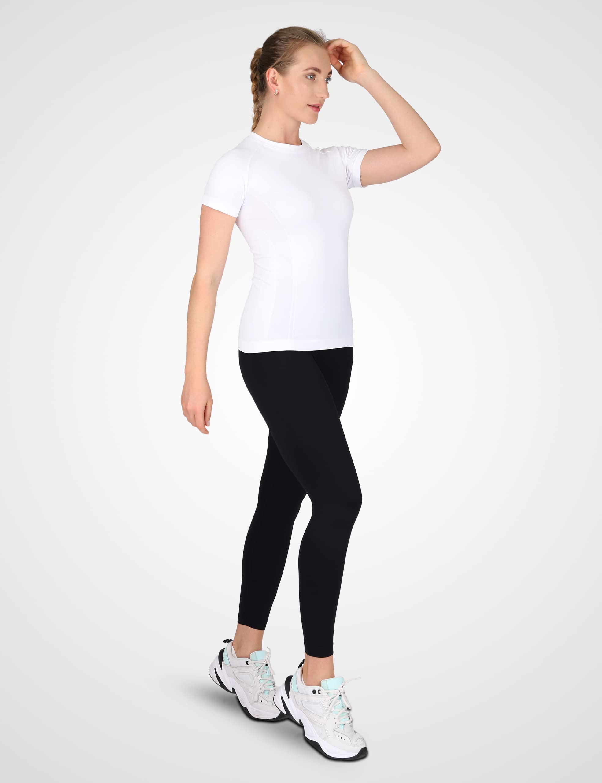 MathCat Workout Shirts for Women Short Sleeve, Workout Tops for Women, Quick Dry Gym Athletic Tops,Seamless Yoga Shirts White
