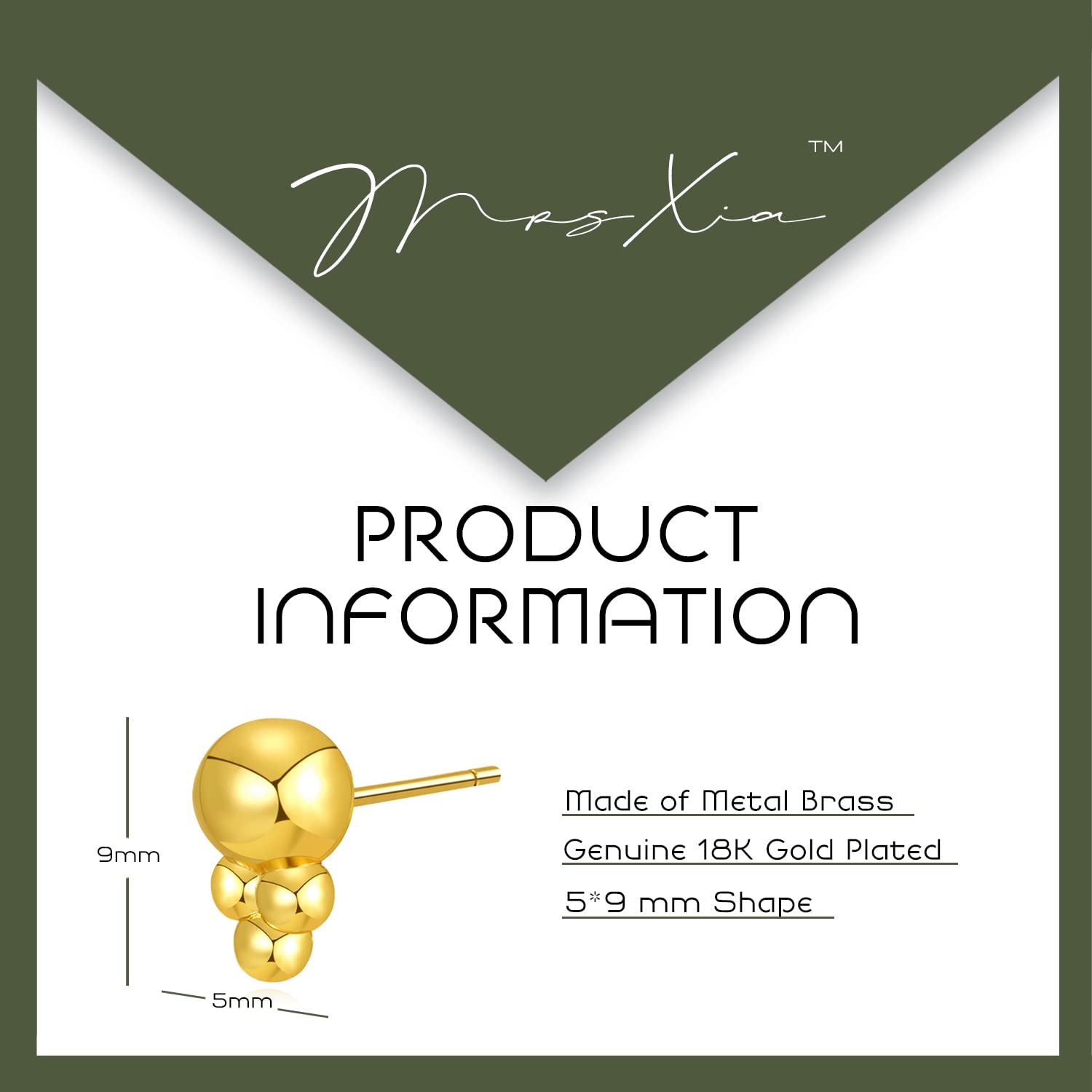 MRSXIA Dangle Earrings for Women Gold U-shape Bead Ball Chain Link Stud Drop 18K Gold Filled Small Simple Delicate Hypoallergenic Ear Jewelry