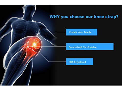 Patellar Tendon Support Strap (Large), Knee Pain Relief Adjustable Neoprene Knee Strap for Running, Arthritis, Jumper, Tennis Injury Recovery