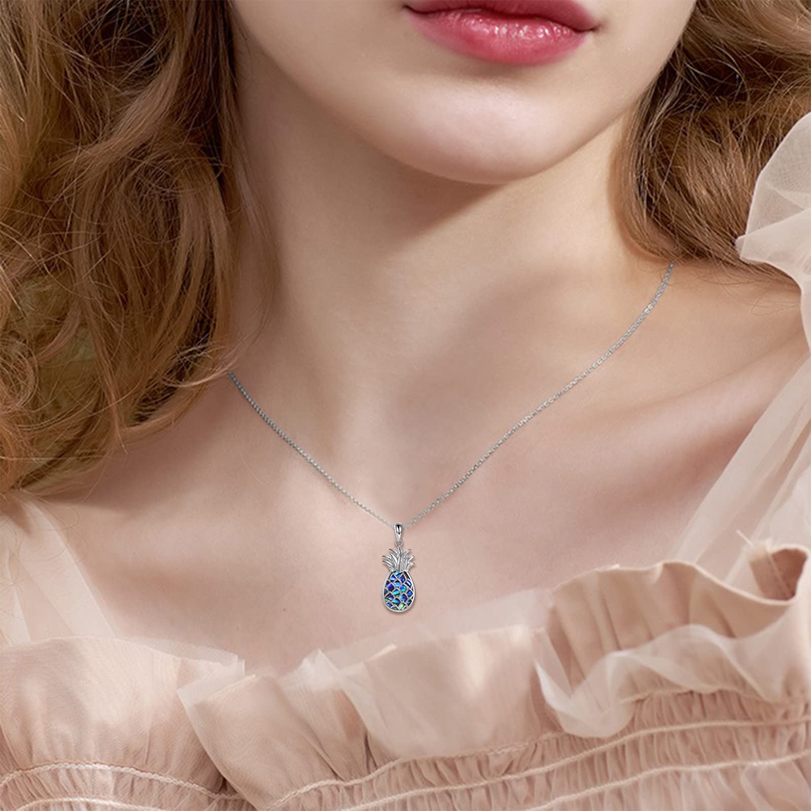 ONEFINITY Pineapple Necklace Sterling Silver Moonstone Pineapple Pendant Jewelry Gift for Women