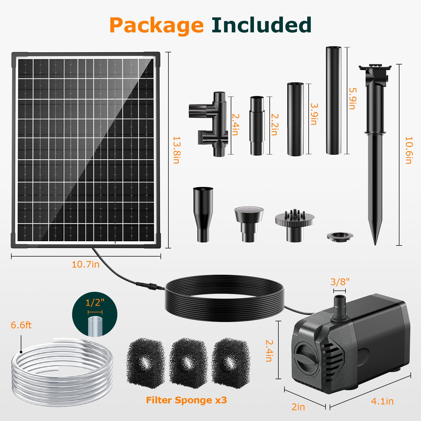 POPOSOAP Solar Water Fountain Pump, 20W Solar Powered Water Pump 320GPH Flow Adjustable, Solar Fountain Pump with 17Ft Cord Length for Ponds, Fish Tank, Wildlife Garden, Waterfall