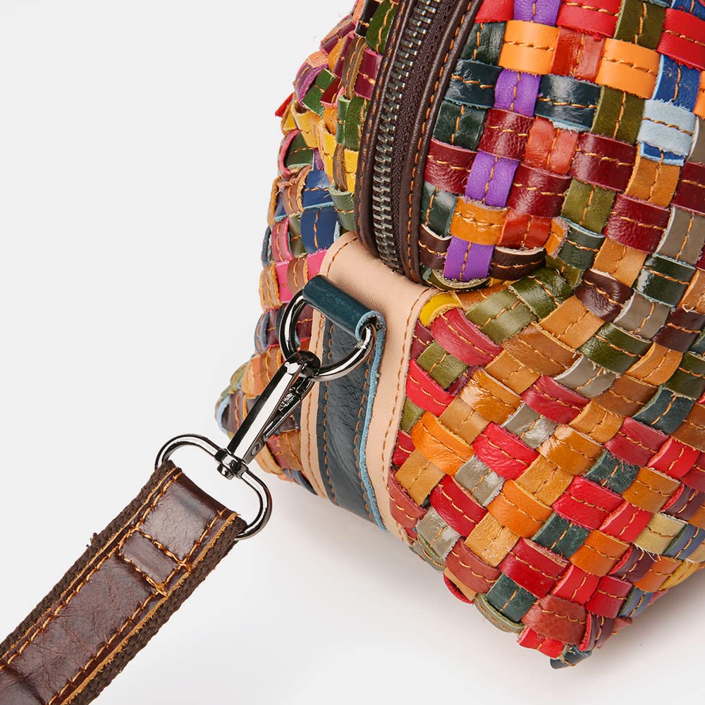 OB OURBAG Women's Multicolor Boston Bag Genuine Leather Bohemian Colorful Large Tote Handbag Purse Boston
