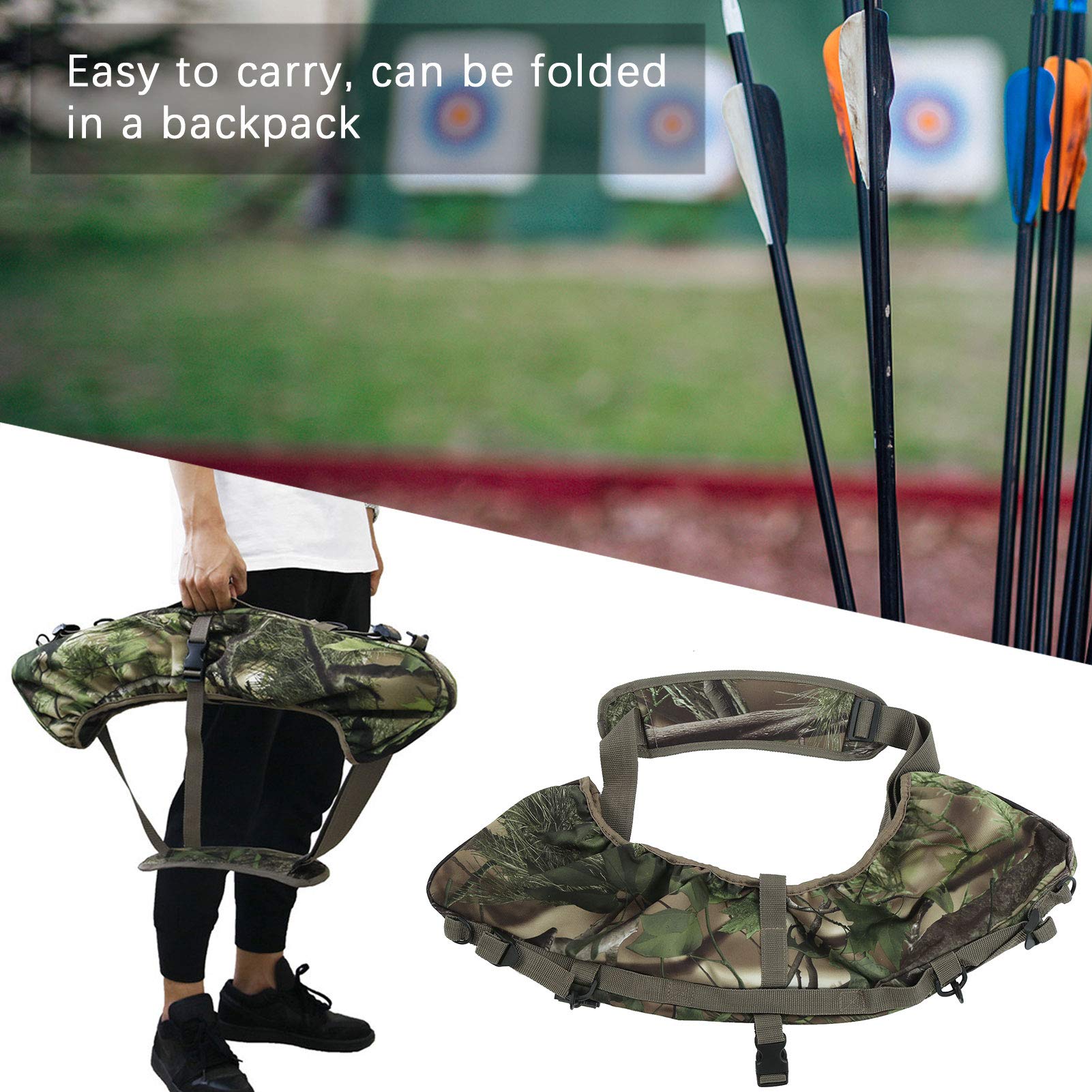 plplaaoo Bow Bag, Archery Bow Bag,Bow Backpack for Archery Bow,Durable Archery Bow Carry Bag,Outdoor Portable Camouflage Archery Bow Storage Bag with Adjustable Shoulder Strap[Green Camouflage], A