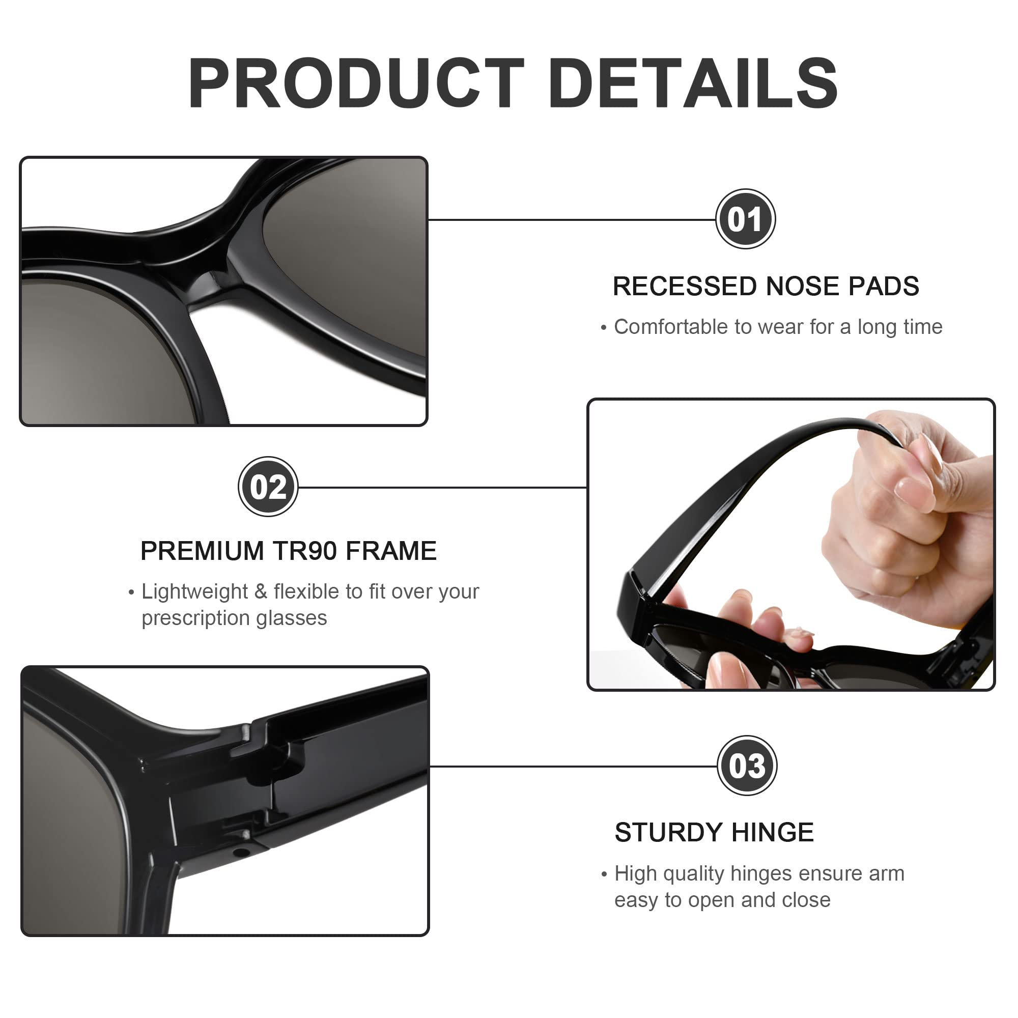 Paukis Over Glasses Sunglasses for Women Men, Polarized UV Protection, Large Round Cat Eye Oversized Solar Shield Fits Over - Mirror Lens