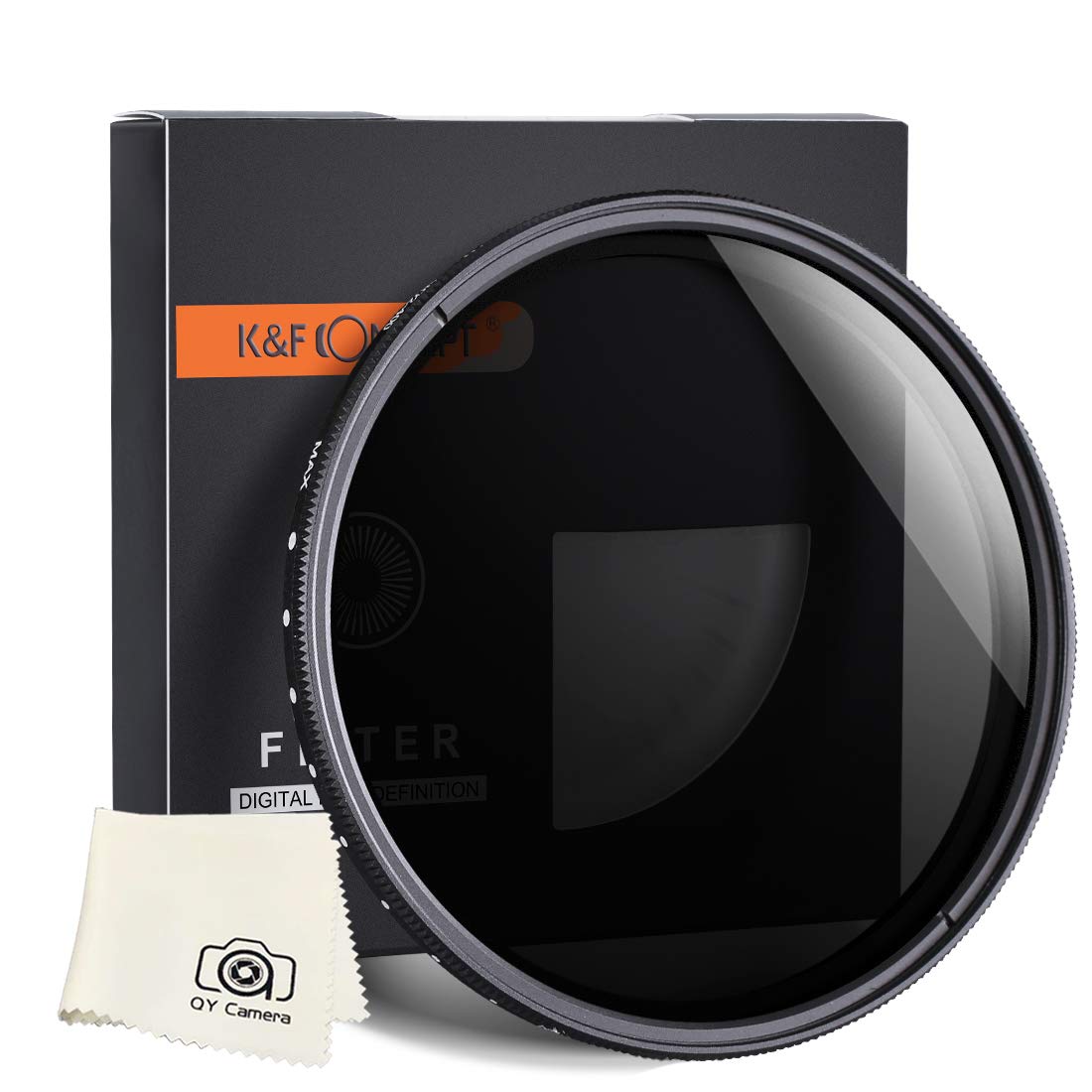K&F Concept 77mm ND2 to ND400 Variable Neutral Density Filter Slim Fader ND ND2-400 Optical Glass for Sony Nikon Canon DSLR + Microfiber Cleaning Cloth for Cameras Lens