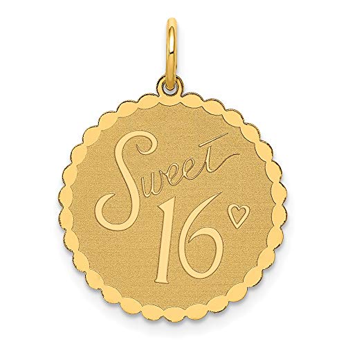IceCarats 14K Yellow Gold Sweet 16 Disc Necklace Charm Pendant Only