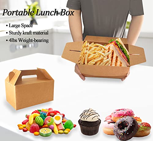 Unarty 30 Pcs Large Gable Boxes with Handle, 8 x 5 x 4 Inch Kraft Gable Boxes for Gift, Large Treat Boxes with Handles for Wedding, Baby Shower, Paper Gable Treat Boxes