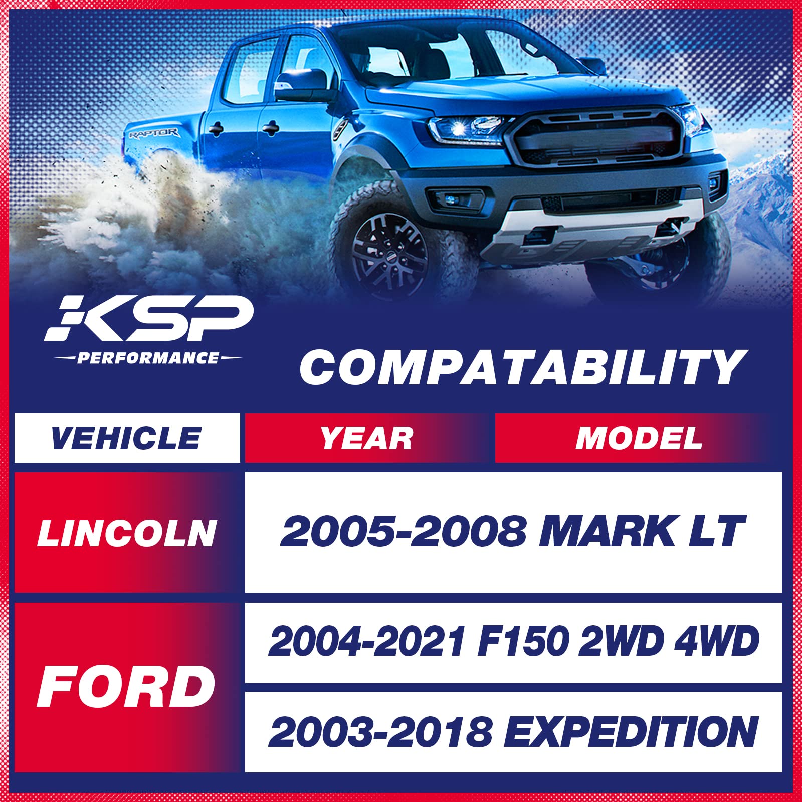 KSP 2in Level Kits for F150 2004-2023,2" Front Leveling Lift Kits Compatible with Ford Expedition 03-18,Lincoln Mark LT 2005-2008, Aluminum Forged Strut Spacers Raise the Truck 2inch(Package of 2pcs)