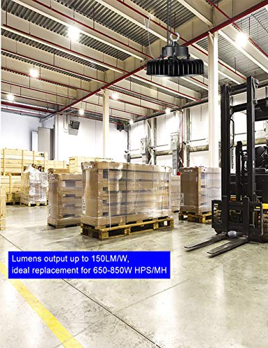 LED High Bay Light 200W 30000LM 5000K IP65 150lm/w with US Plug 5ft Cable,UFO Commercial Light Alternative to 800W MH/HPS Warehouse Workshop Factory Barn Garage Lowbay Area Lighting Fixture