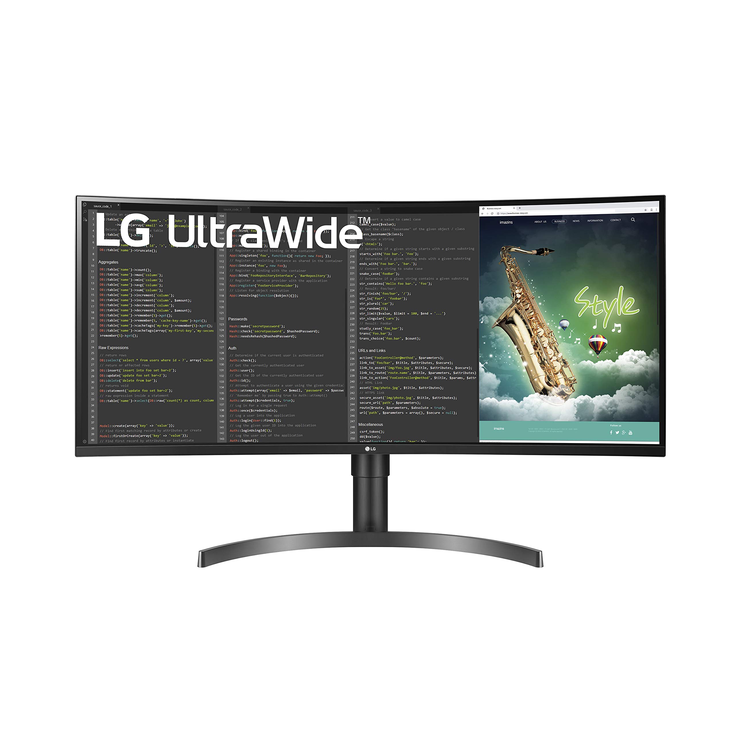 LG 35WN75C-B UltraWide Monitor 35” QHD (3440 x 1440) Curved Display, sRGB 99% Color Gamut, HDR 10, USB-Type C, AMD FreeSync, 3-Side Virtually Borderless Design - Black