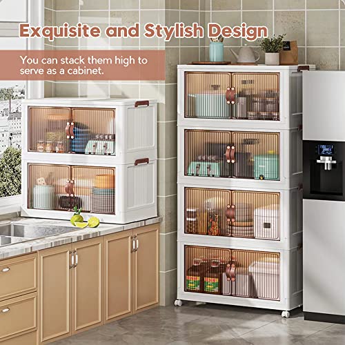 Storage Bins with Lids,Collapsible Closet Organizers with Double Door,Foldable Toy Storage with front opening.Dorm Room Essentials,12Gal Folding Car Organizer.