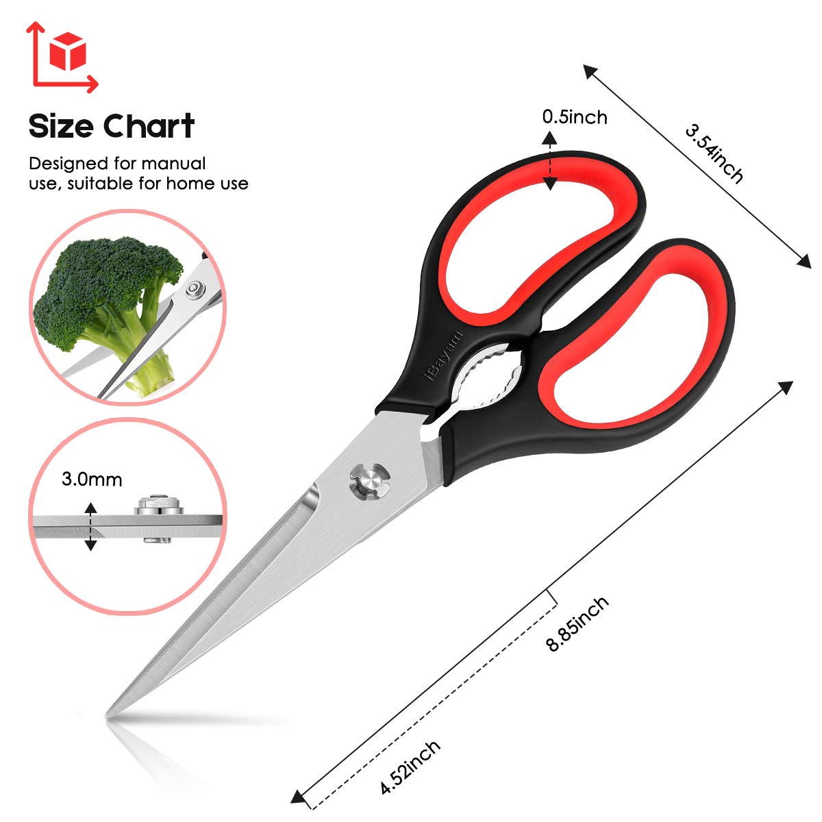 Kitchen Scissors, iBayam Heavy Duty Come Apart Kitchen Shears, 2-Pack 9 Inch Dishwasher Safe Food Scissors, Multipurpose Sharp Cooking Scissors for Chicken, Poultry, Fish, Meat, Herbs